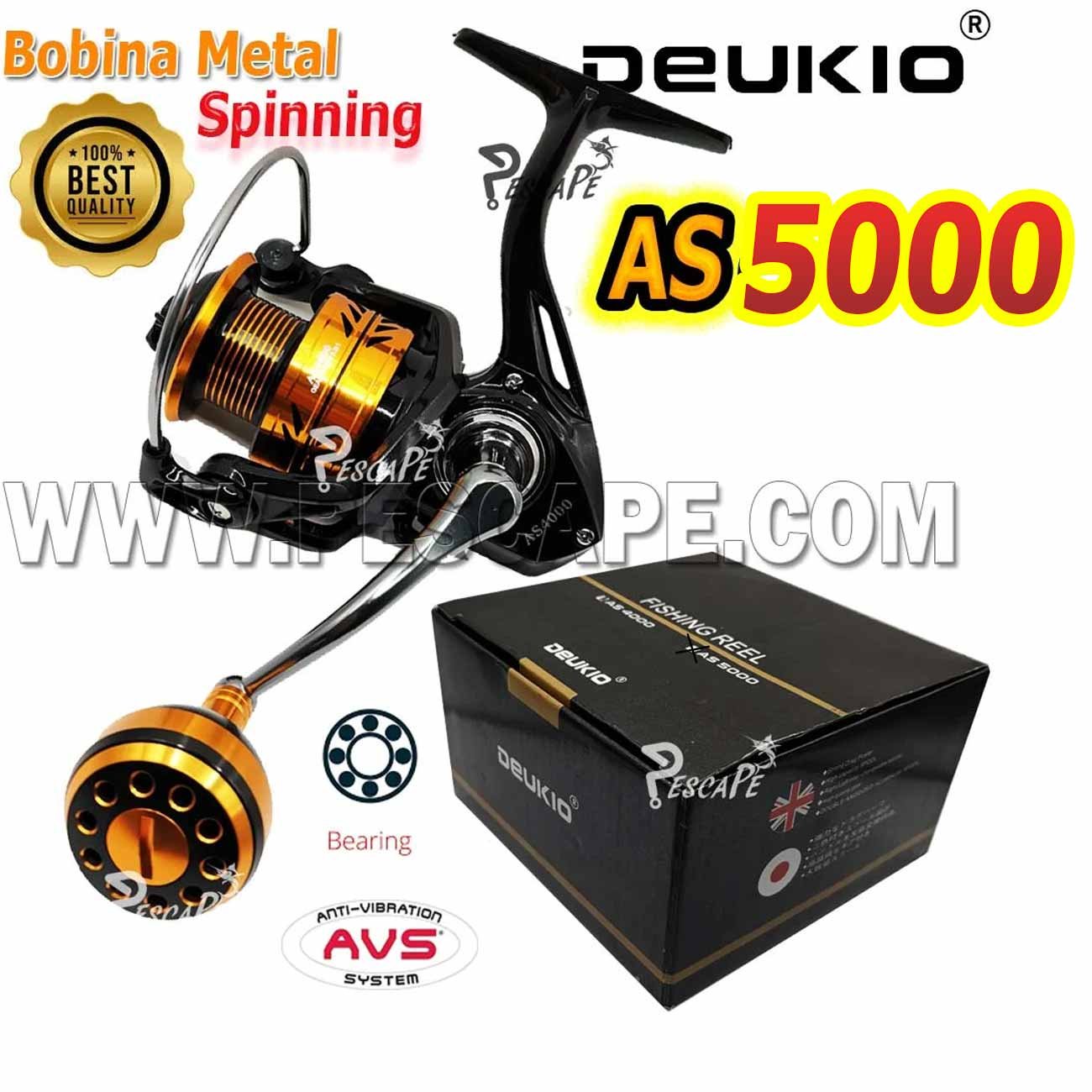 Carrete de Pescar Deukio® AS5000 Gear Ratio Aluminio CNC Anodizado ...