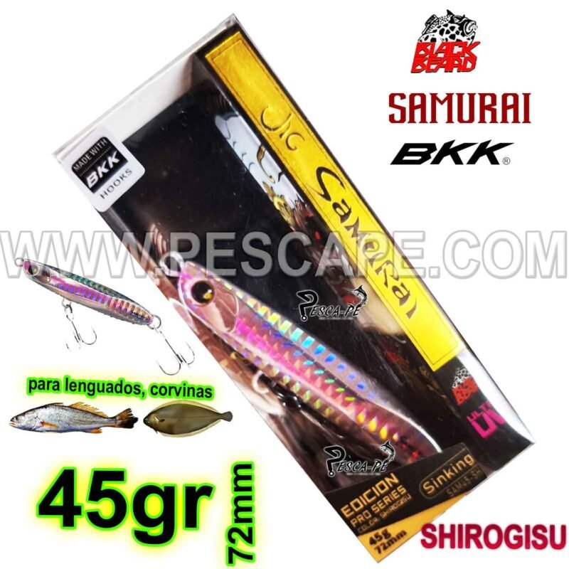 JIG SAMURAI 45g BKK UV 72mm EFECTIVO LENGUADOS CORVINAS SHIROGISU ...